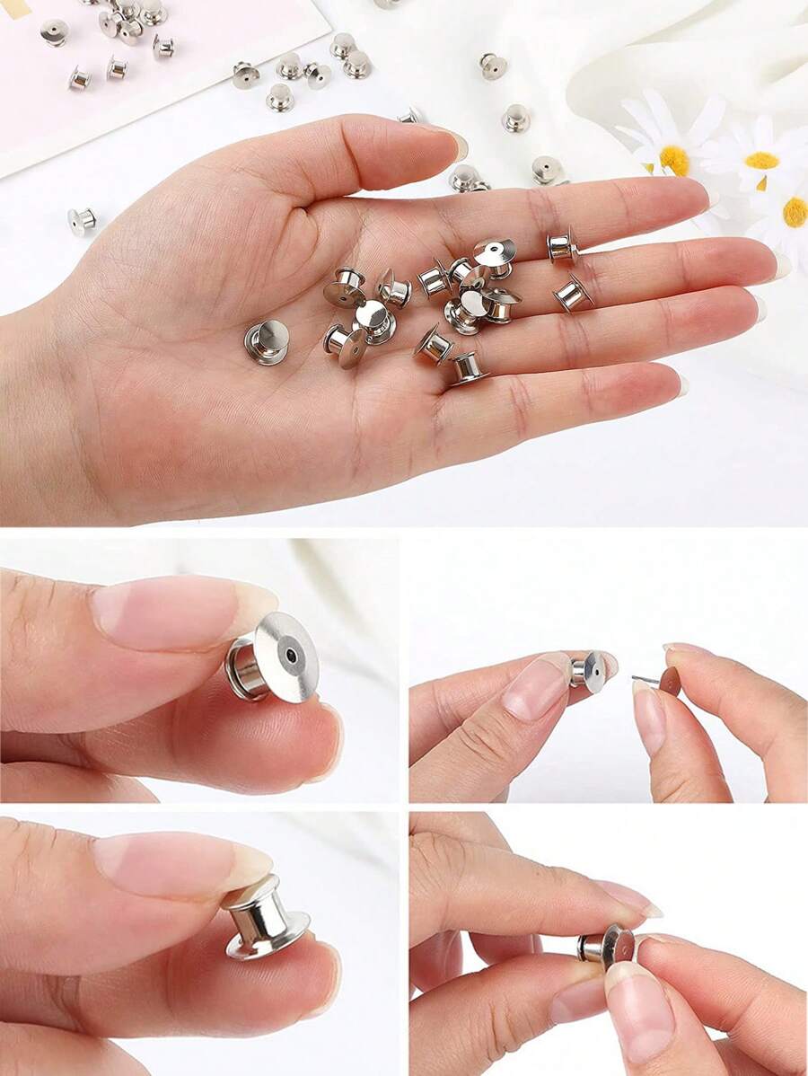 40 Pcs Metal Pin Backs Locking Pin Locking Clasp With Storage Case ...