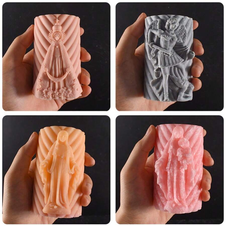 Relief Cylinder God Candle Silicone Moulds Goddess Soap Witch Gypsum ...