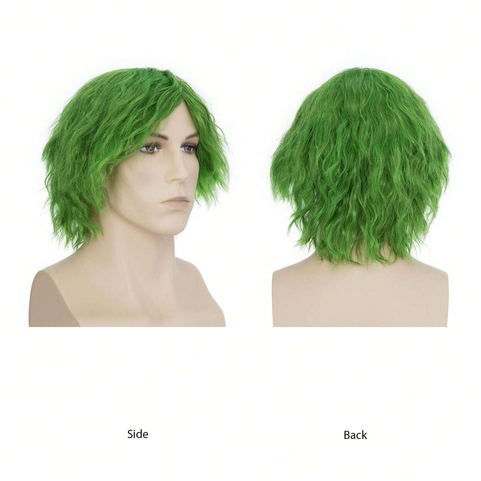 Yamel Mens Wig Green Wigs For Men Sythetic 5 Inches Fancy Dress Rock Party Wigs For Cosplay Role