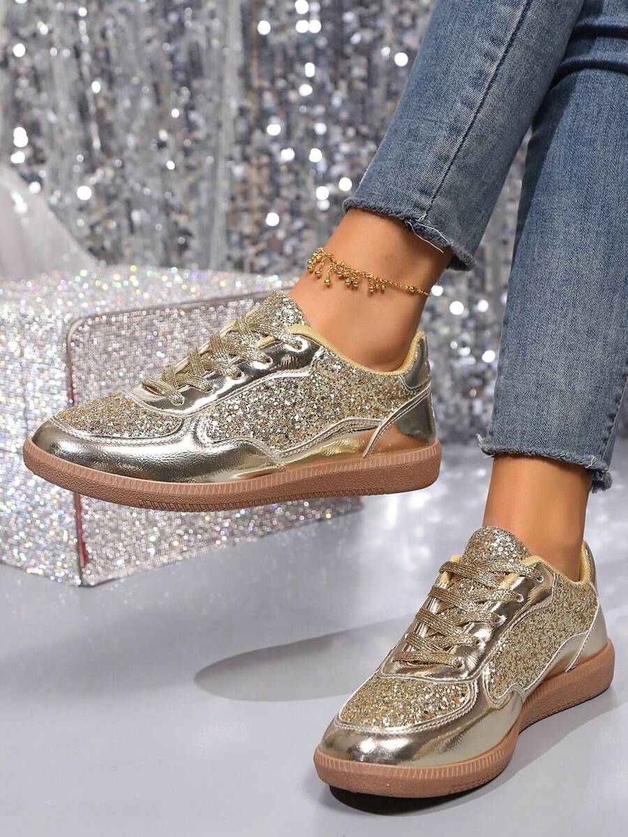 Chaussures de sport scintillantes à paillettes pour femmes, Baskets à ...