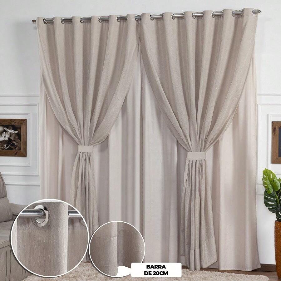Flame Voile Gauze Linen Curtain 2.80x2.50 Lining And Clamp | SHEIN USA