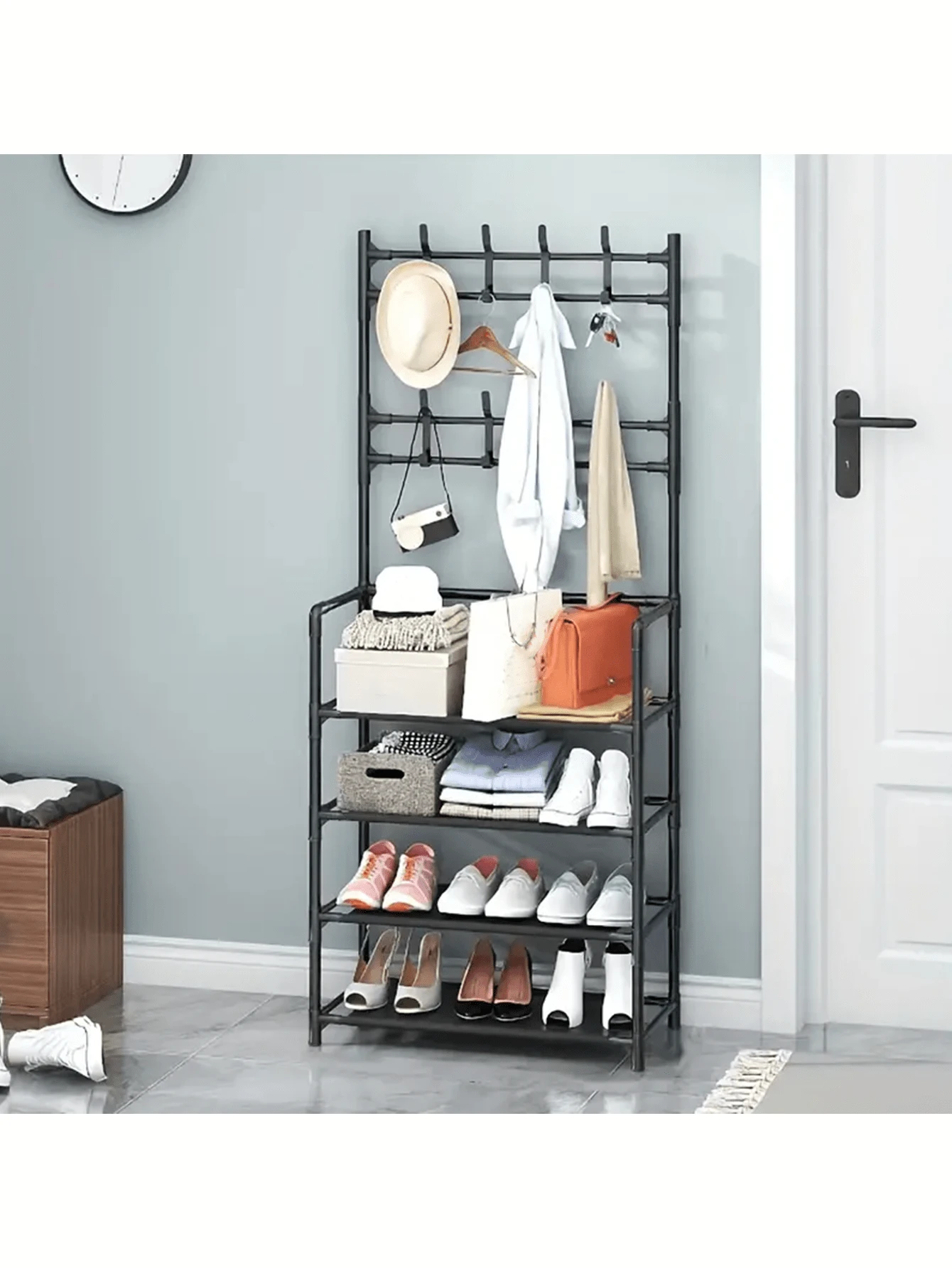 Multi Layer Iron Storage Organizer With 8 Double Hooks, Multifunctional ...