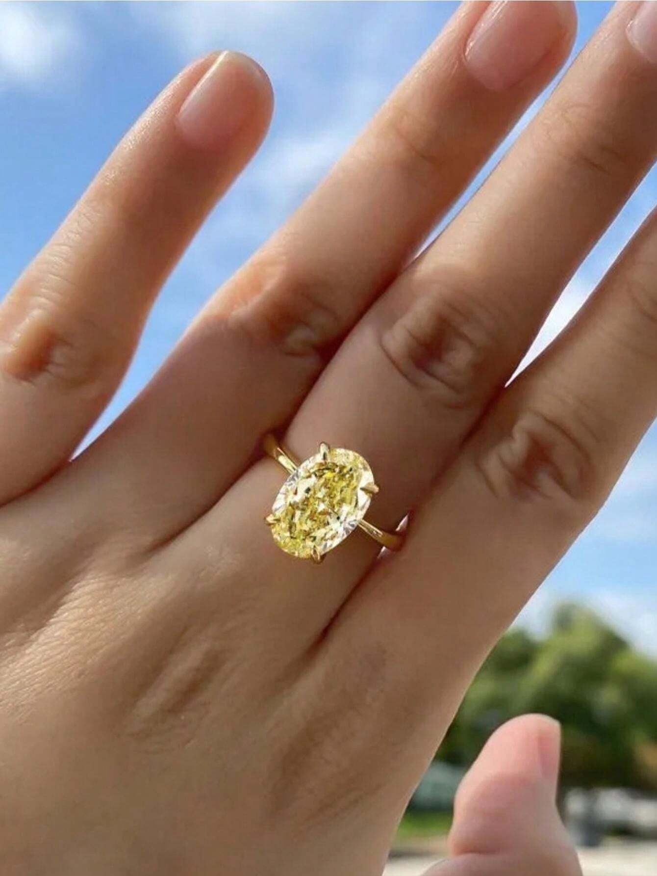 1PC 1ct 2ct 5ct Sparkle Oval Engagement Ring Wedding Band For Women 925 ...