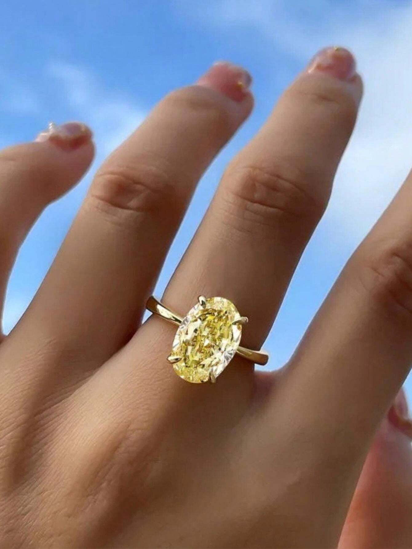 1PC 1ct 2ct 5ct Sparkle Oval Engagement Ring Wedding Band For Women 925 ...