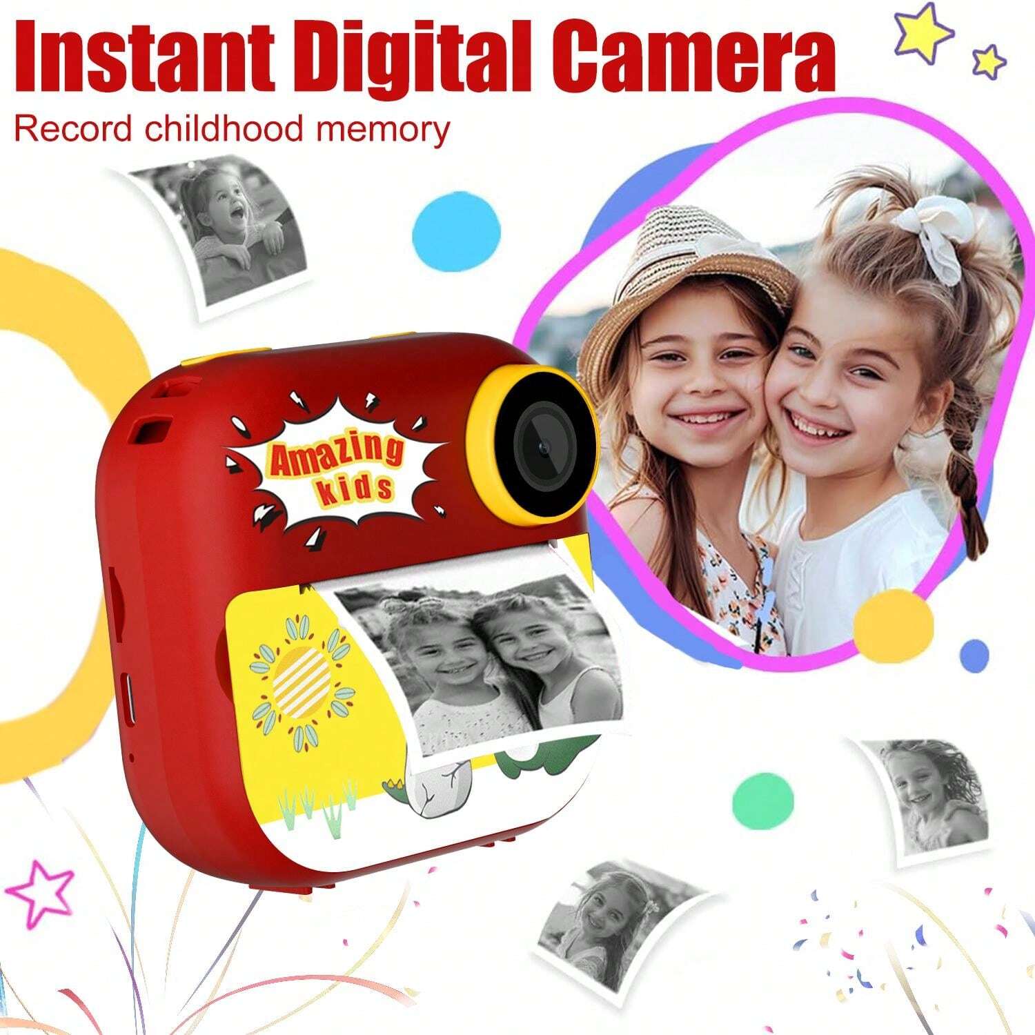 Kids Camera Instant Print, Kids Selfie Instant Digital Camera With Fun ...