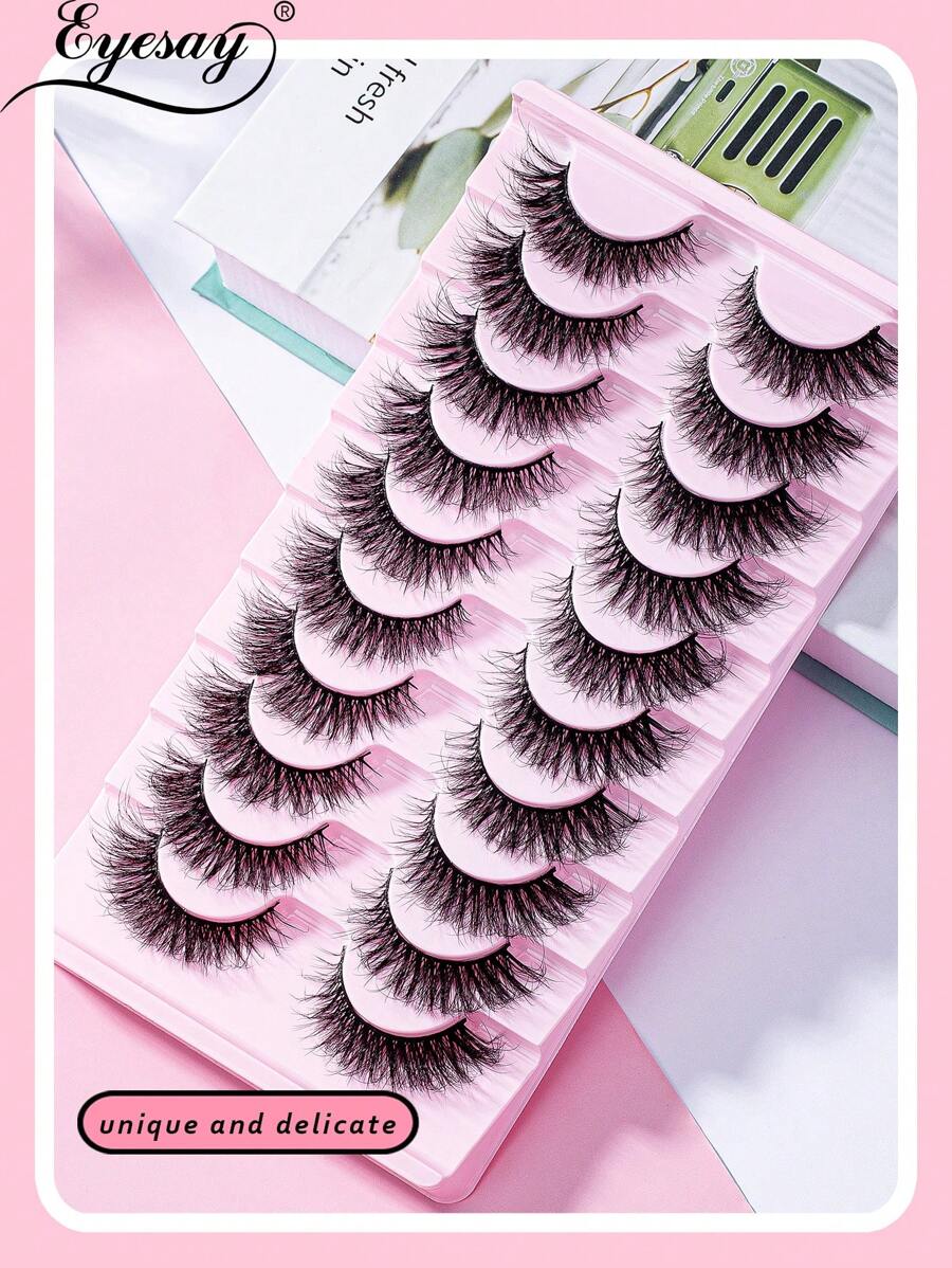 10 Pairs Full Strip Natural Soft Fluffy Eyelash Cross Wispy Dramatic ...