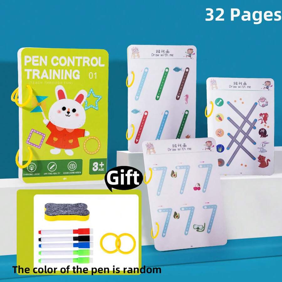 32 Pages Reusable Tracing Book: For Children 3+ To Improve Writing ...