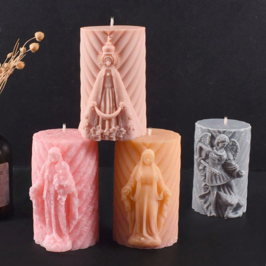 Relief Cylinder God Candle Silicone Moulds Goddess Soap Witch Gypsum ...