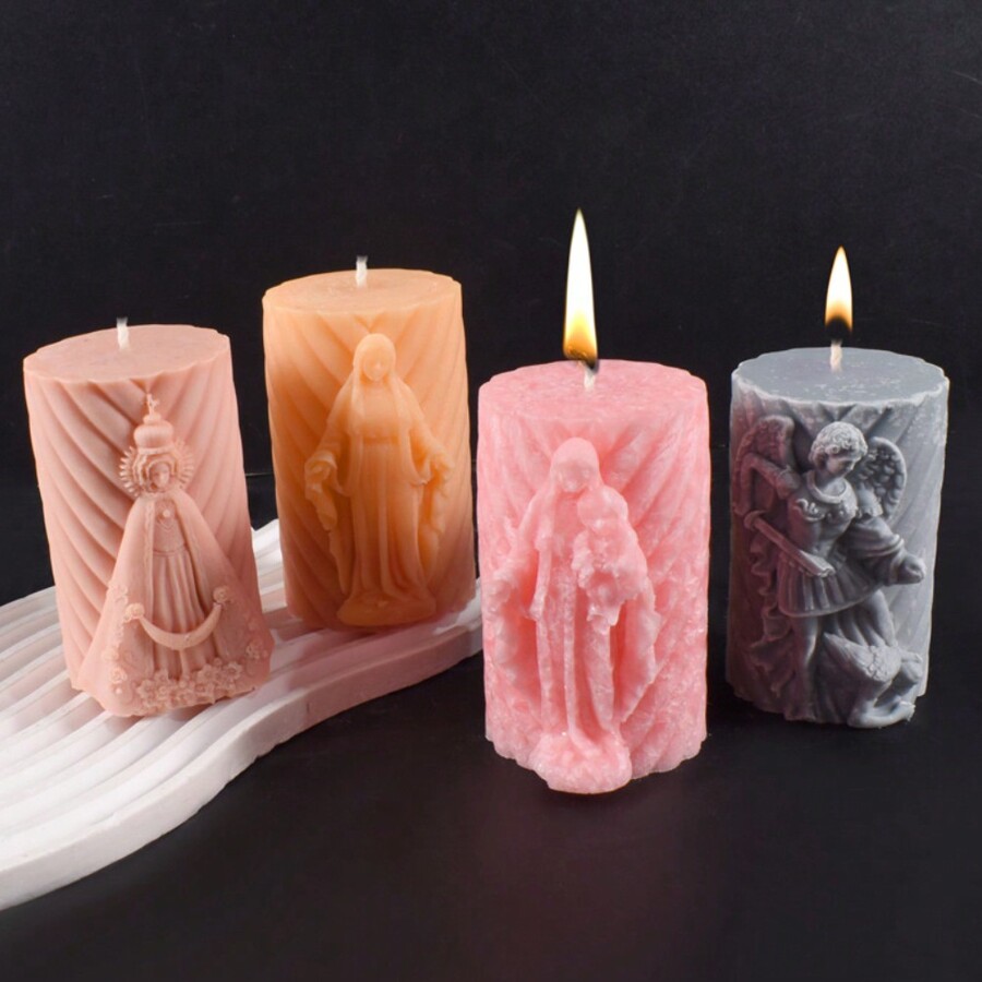 Relief Cylinder God Candle Silicone Moulds Goddess Soap Witch Gypsum ...
