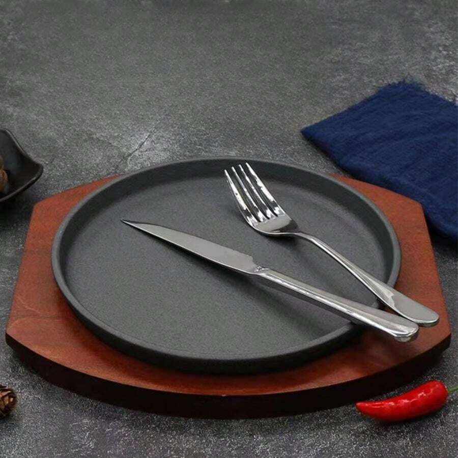 Cast Iron Steak Plate, Korean BBQ Grill Pan, Round Steak Plate, Multi ...