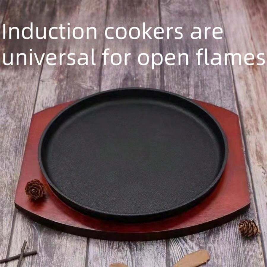 Cast Iron Steak Plate, Korean BBQ Grill Pan, Round Steak Plate, Multi ...