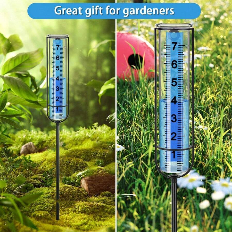 Rain Gauge Outdoor Glass Rain Gauge With Stake Yard Rain Gauge ...