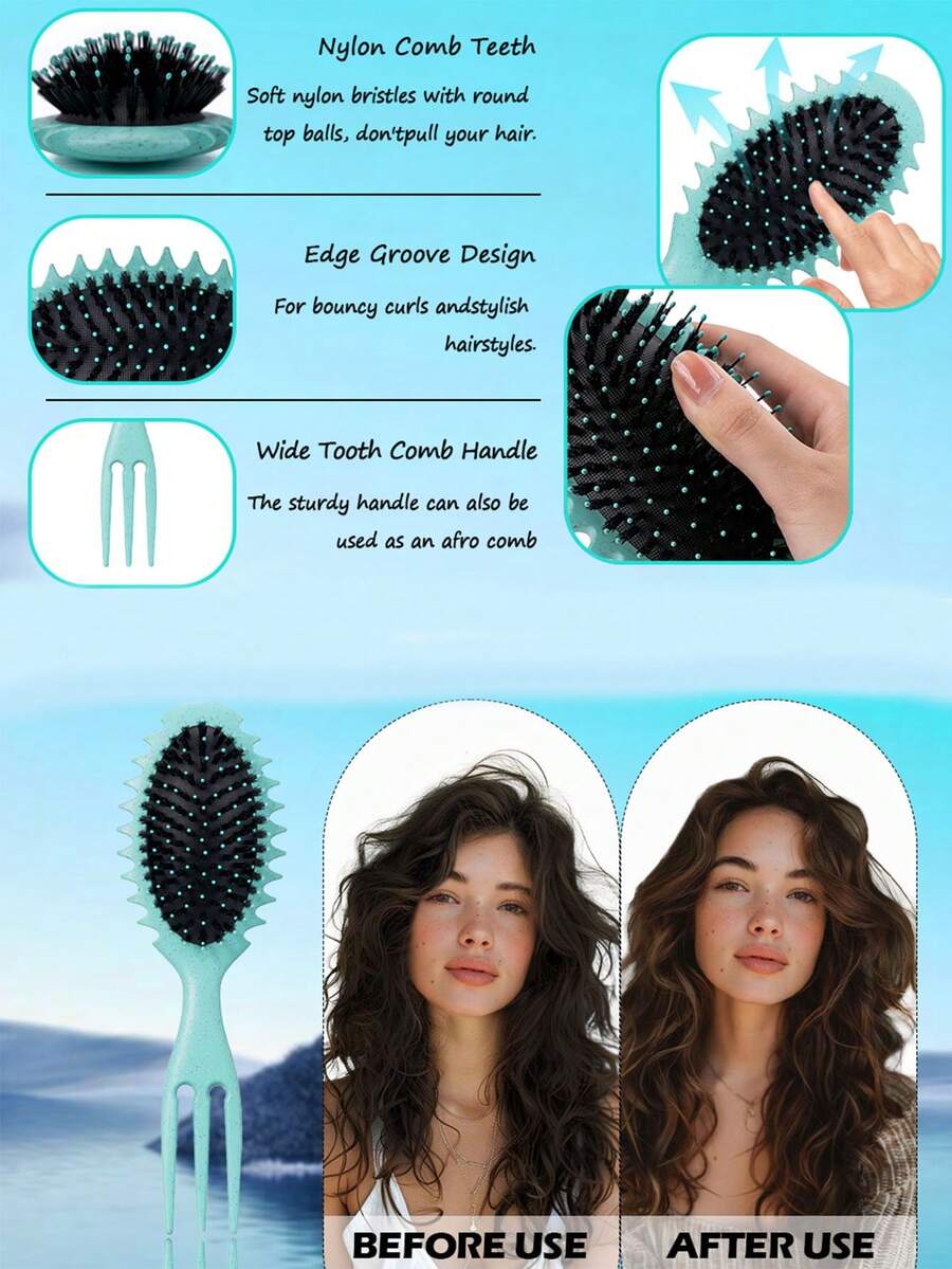 Curly Hair Brush Boar Bristle Curl Defining Brush For Curl Wave ...