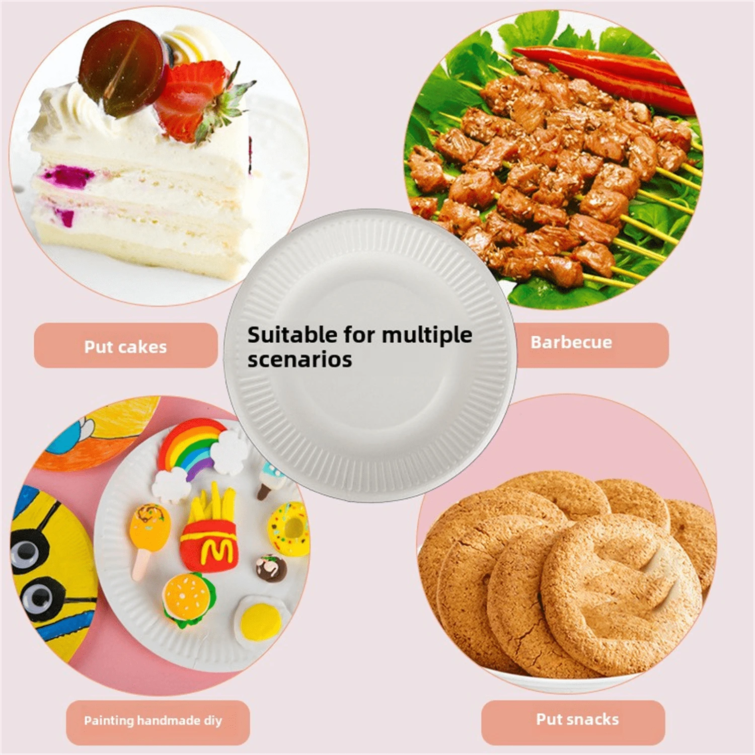 50pcs Super Sturdy Disposable Paper Plates, Natural , Suitable For ...