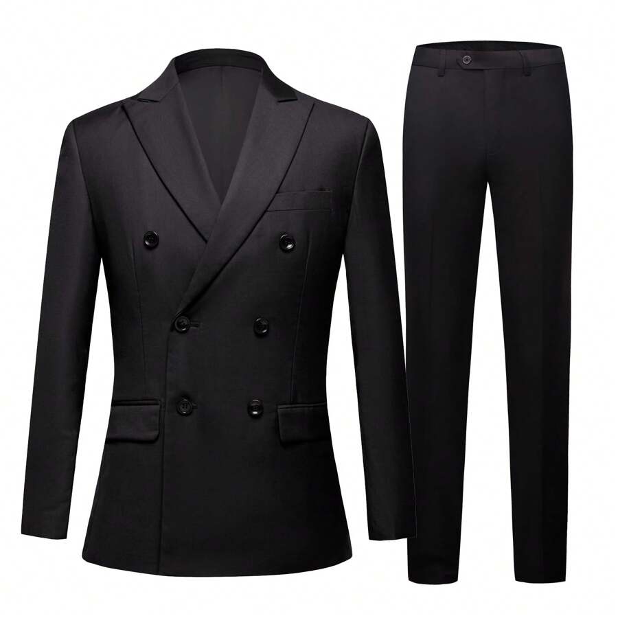 Solid Color Men's Suits, 2-Piece Double Breasted Tuxedo For Men ...
