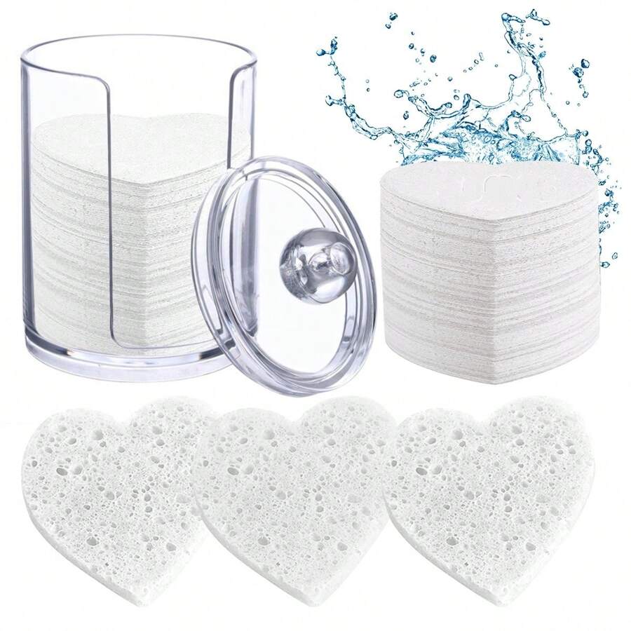 50 Pieces 100% Natural Cellulose Compressed Face Sponge With Container ...