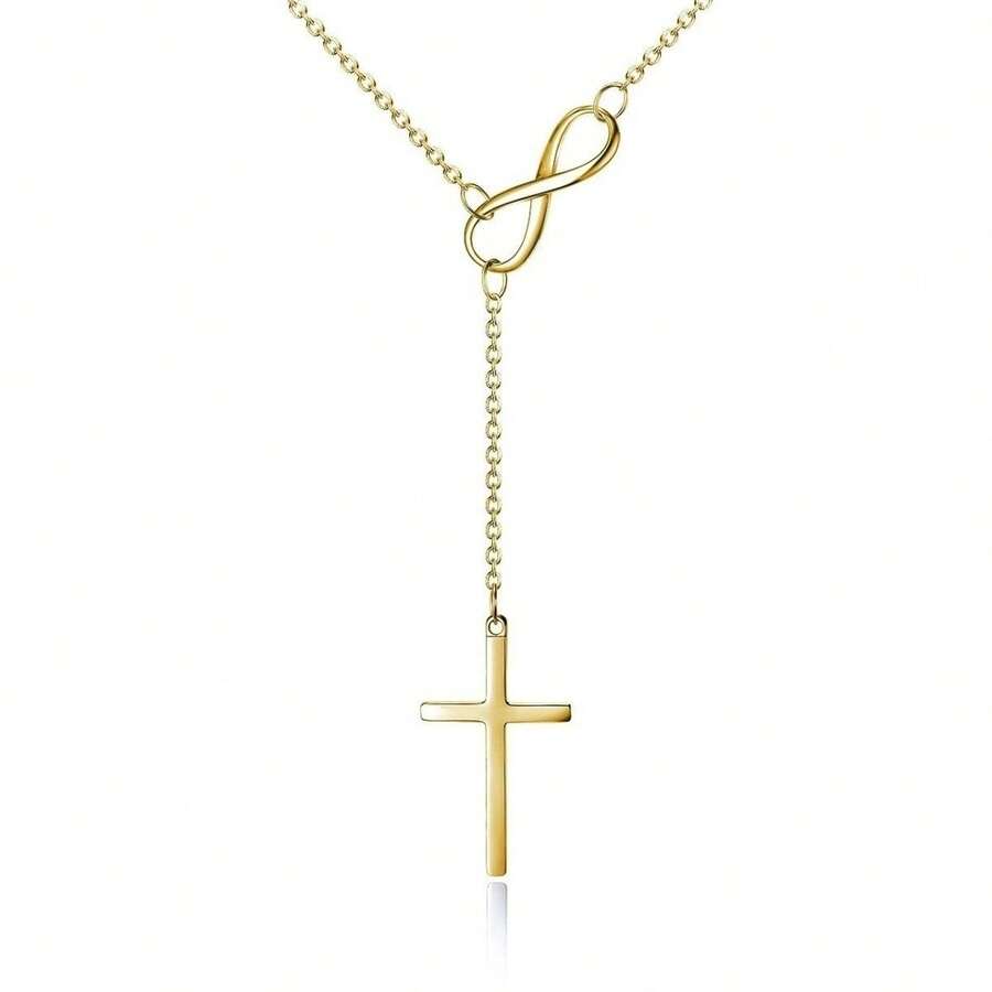 Yeidid International Italian Sterling Silver Infinity Cross Lariat ...