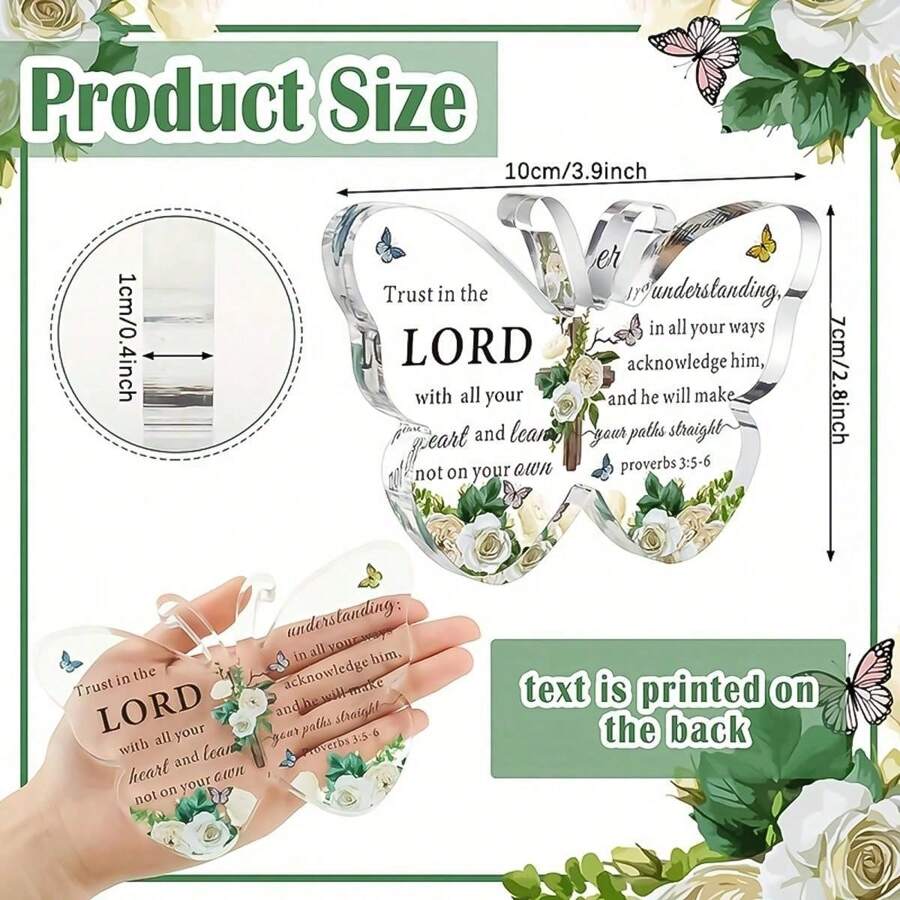 1 Pack Butterfly Shaped Acrylic Sheet Bible Verses Inspirational Faith ...