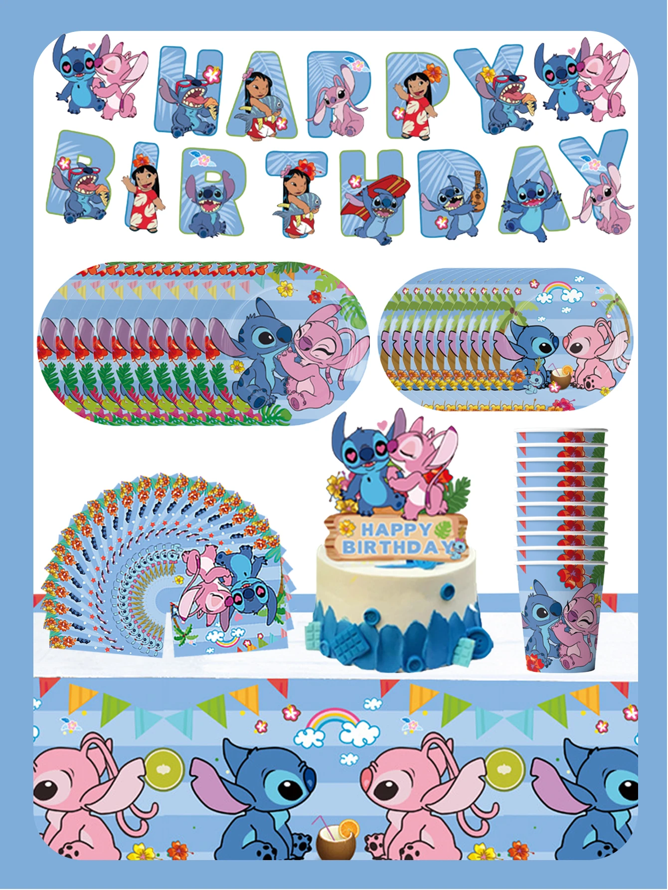Stitch Birthday Party Supplies Party Decoration Kit Includes Banners, Backdrops, Balloons ...