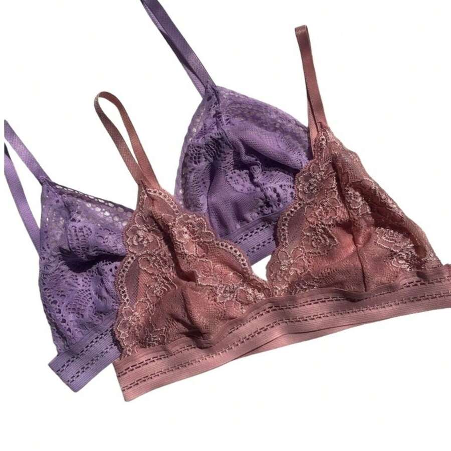 Kit 3 Lace Bra Without Pads With Lining And Adjustable Top Type With ...