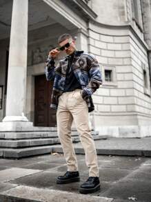 Men's High Density Fashion Bohemian Style Shacket, Autumn/Winter ...