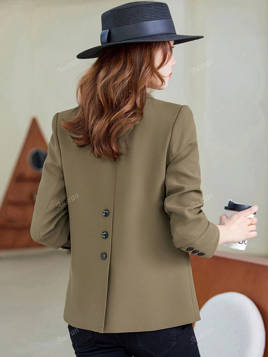 2025 Spring Autumn Green Back Vent Blazer Jacket, Elegant Goddess Style ...