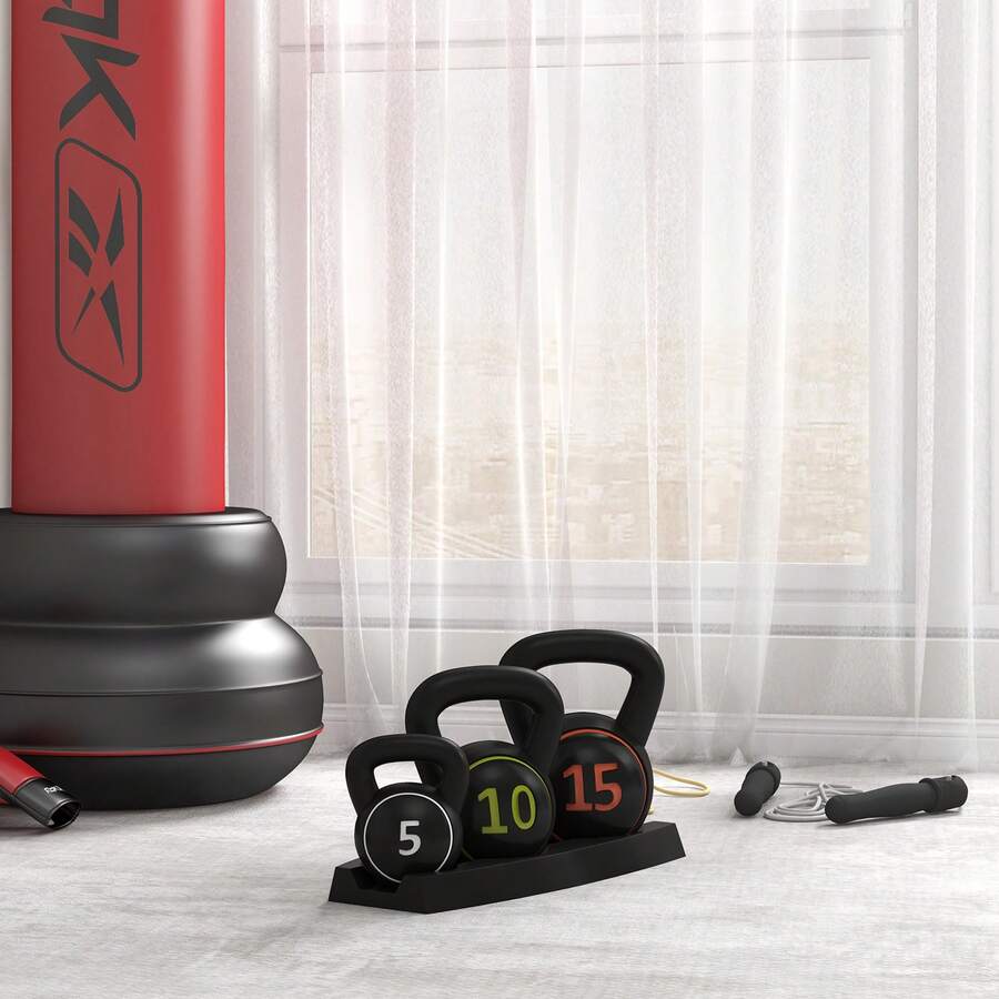 SPORTNOW Set 3 Kettlebell Set Weights With Storage Stand For Home Gym ...