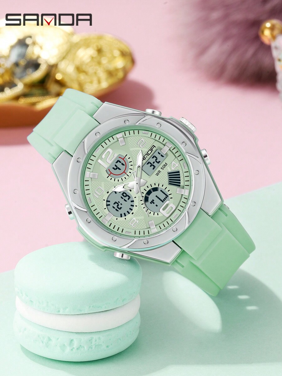 SANDA SANDA Luxury Ladies LED Digital Sport Watch Fashion Casual Gold Wrist Watch Women Girl ...