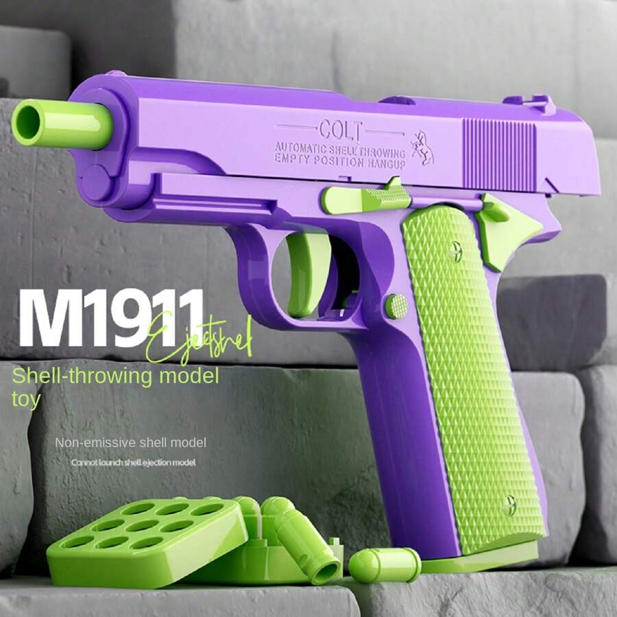 Desert Eagle Style Toy Gun, Spring Powered Eject Shell Semi-Auto Pistol ...