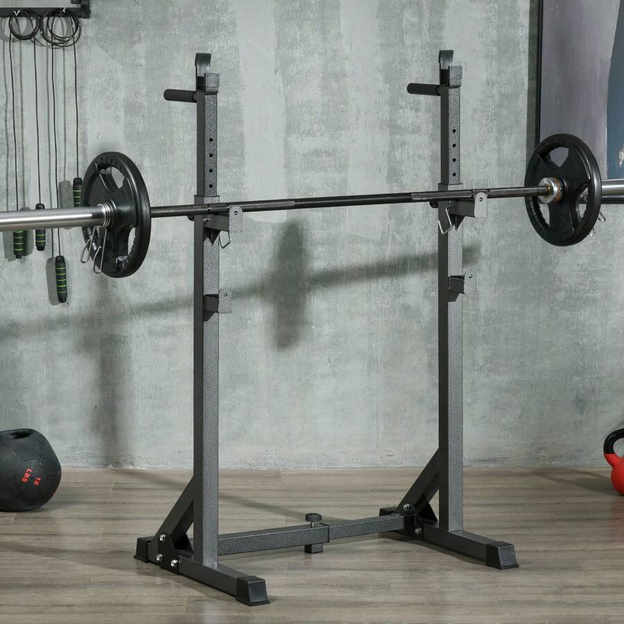 SPORTNOW Heavy-Duty Squat Rack, Adjustable Barbell Rack With Dip ...