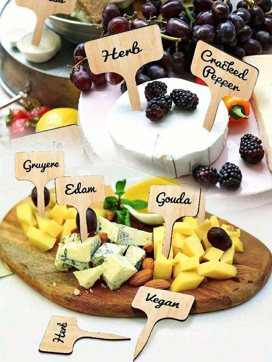 Wooden Cheese Markers For Charcuterie Board Reusable Cheese Labels ...