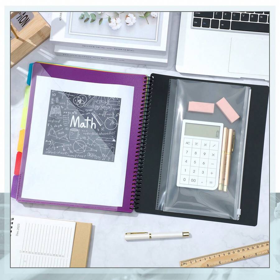 8 Pack 24 Pocket Project Organizer Binder Folders Spiral Project Folder ...