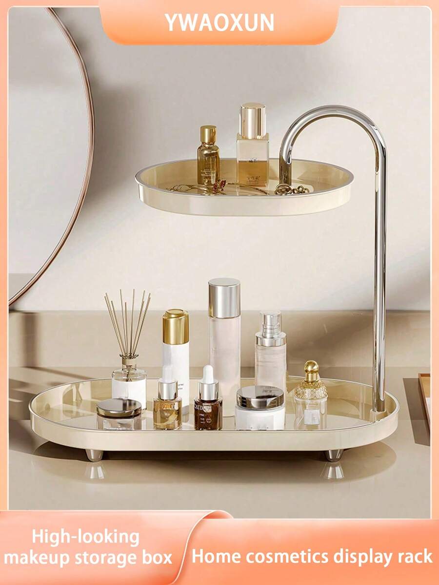1pc Luxury Vanity Makeup Storage Box, Skincare Perfume Display Shelf ...
