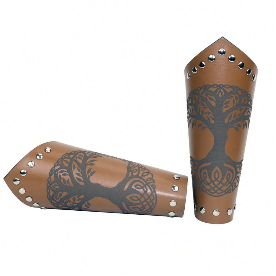 Knight Gauntlets Retro Buckle Fastening Mercenary Arm Guards Leather ...