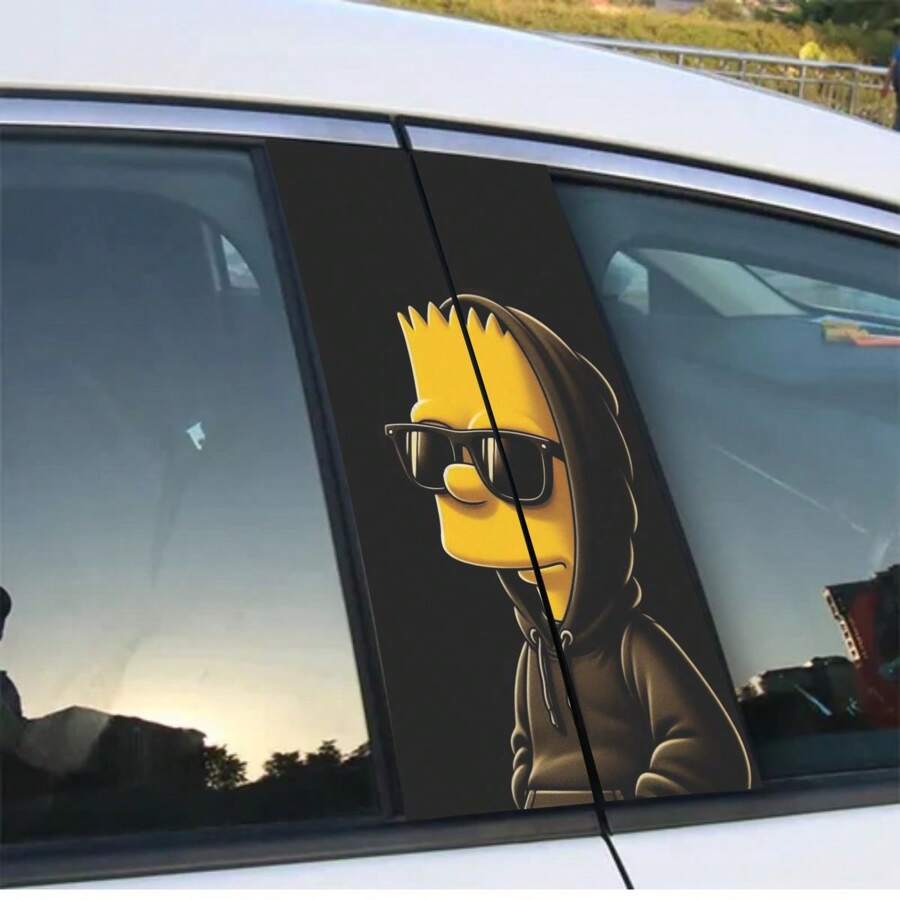 Kit 2 Car Column Sticker Comic BART SIMPSONS StickBomb Laminated High ...