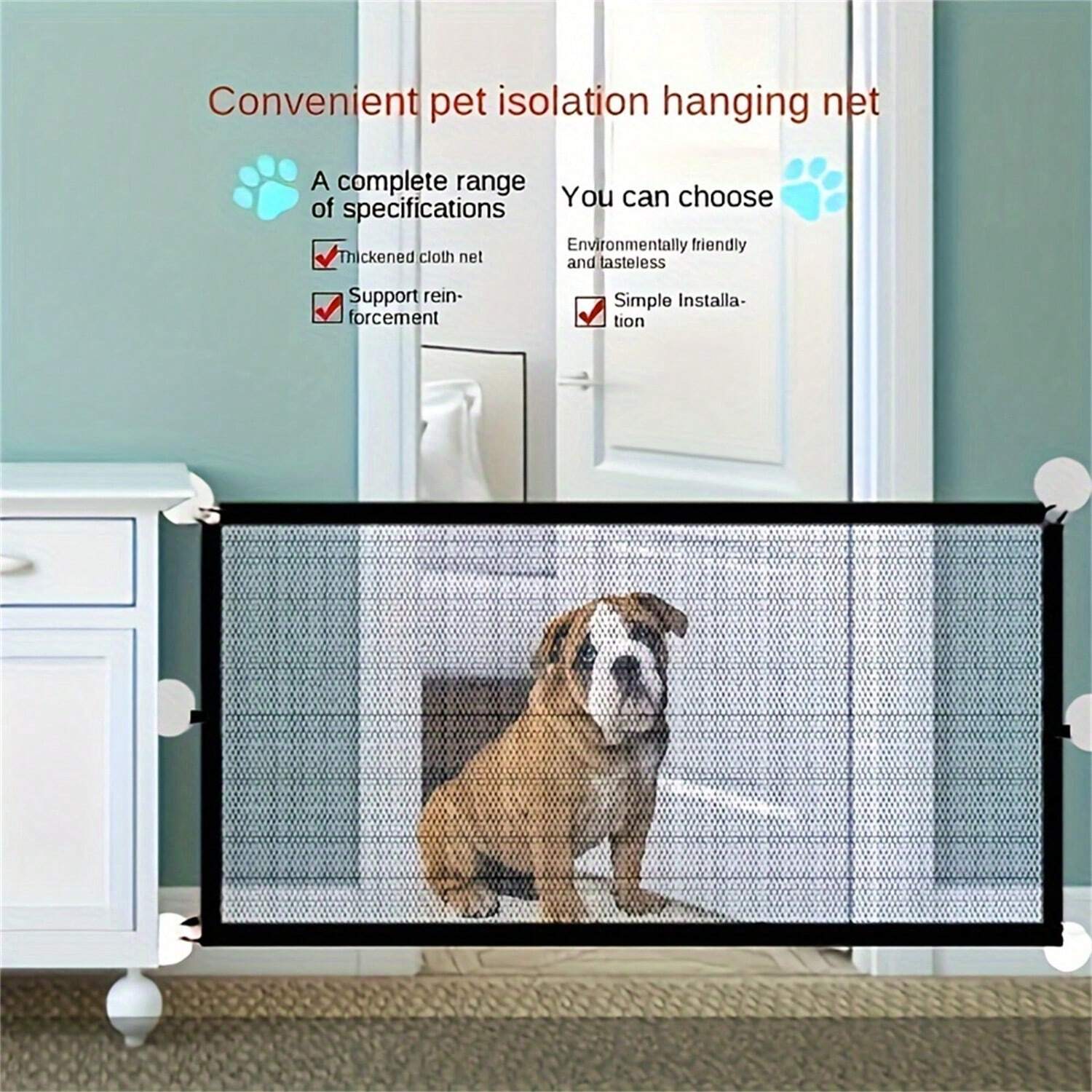 1 Pc Multi-Purpose Pet Safety Gate - PVC Mesh Dog And Cat Containment ...