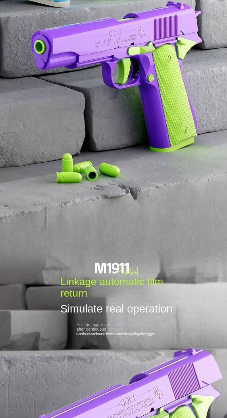 Desert Eagle Style Toy Gun, Spring Powered Eject Shell Semi-Auto Pistol ...