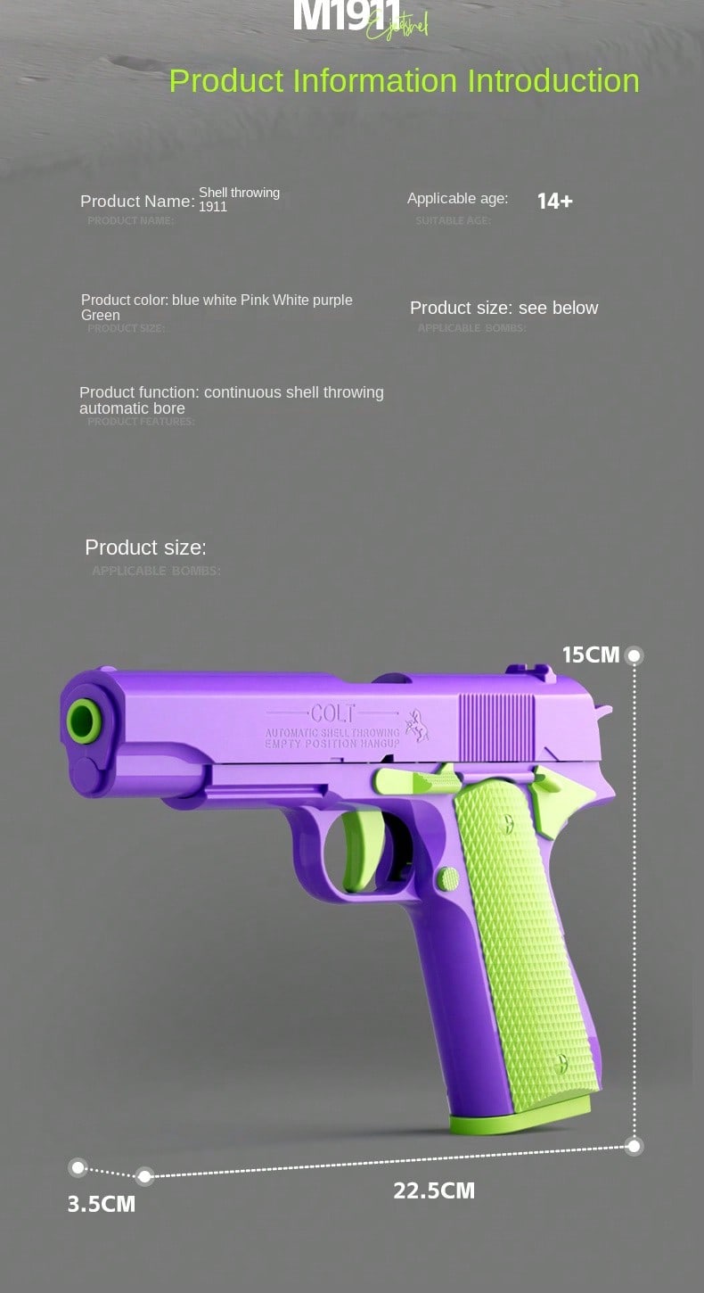 Desert Eagle Style Toy Gun, Spring Powered Eject Shell Semi-Auto Pistol ...