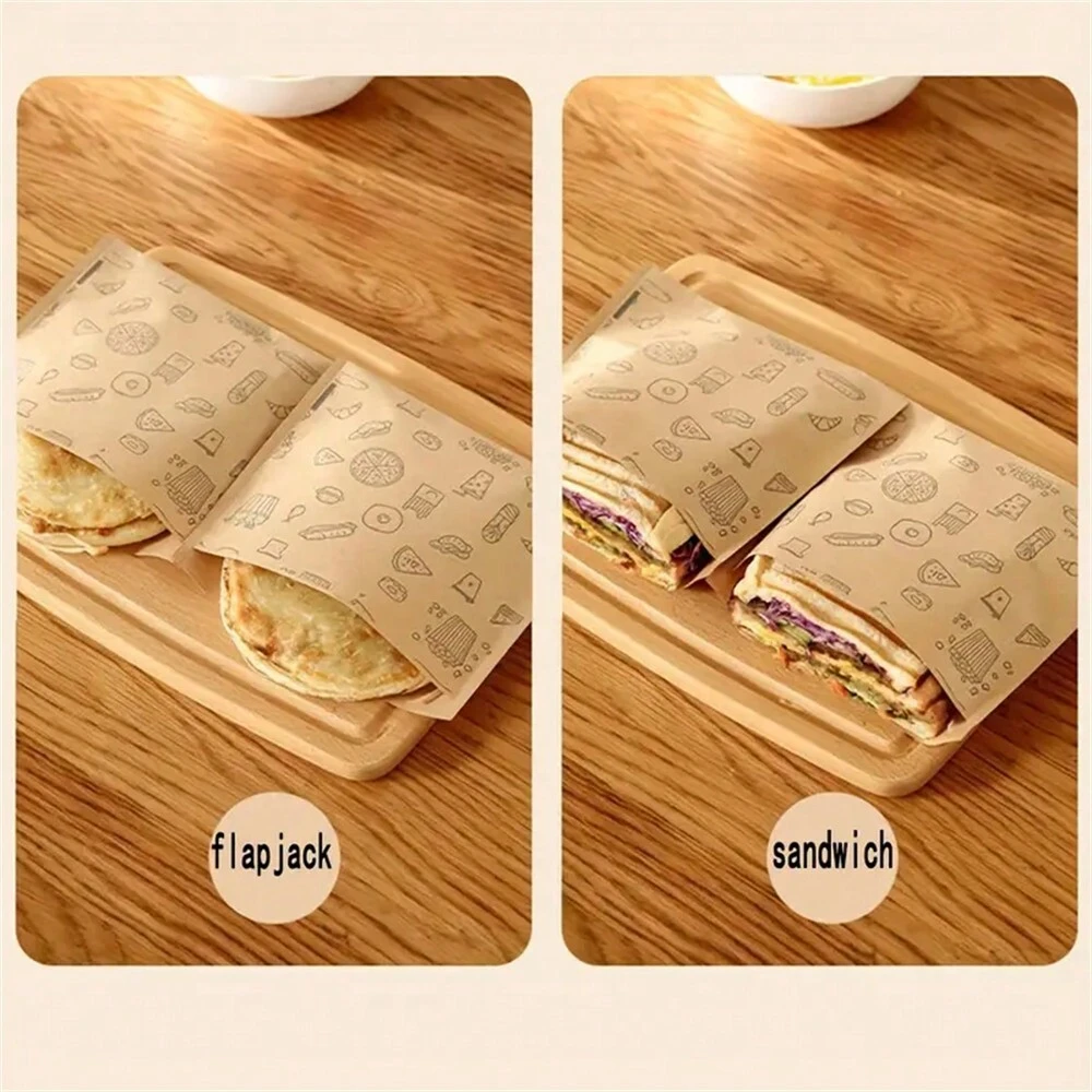 Kraft Paper Grease-Proof Food Bags, Disposable Packaging For Baked ...