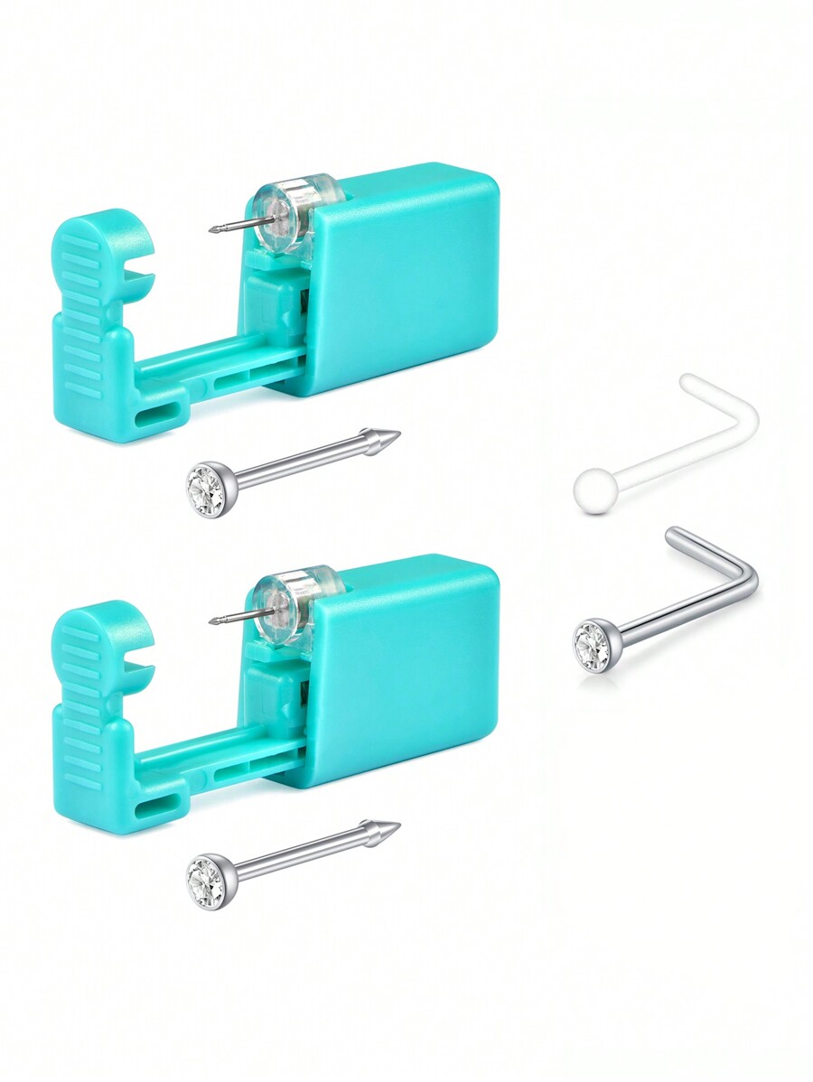 CIZME Disposable Nose Piercing Gun Kit Silver Black Gold Nose Piercing ...