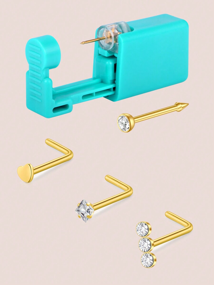 CIZME Kit de perçage de nez argent noir or, kit de piercing de nez, kit ...