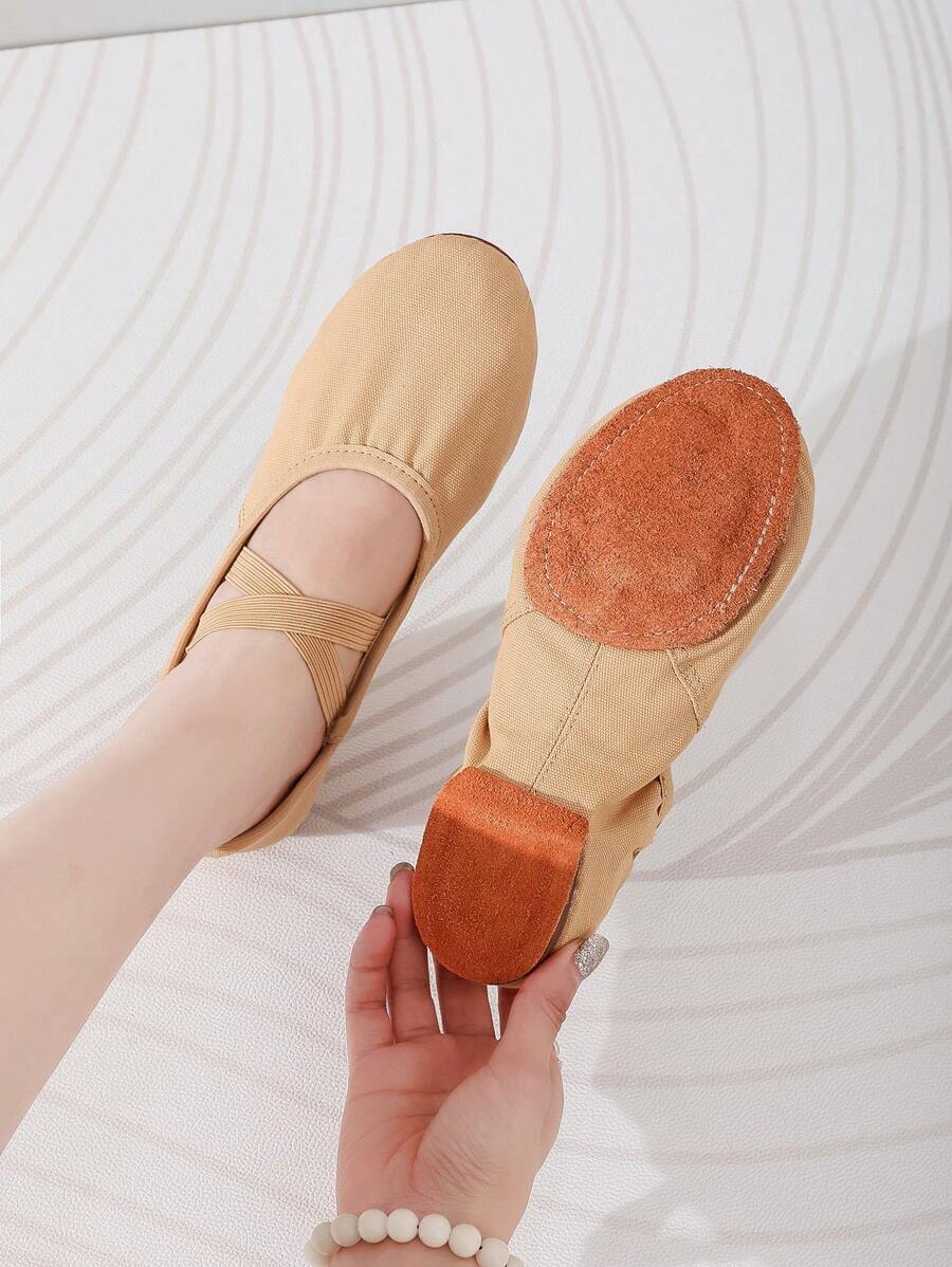 New Lace-Up 1cm Low Heel Dance Shoes For Women, Elastic & Canvas ...
