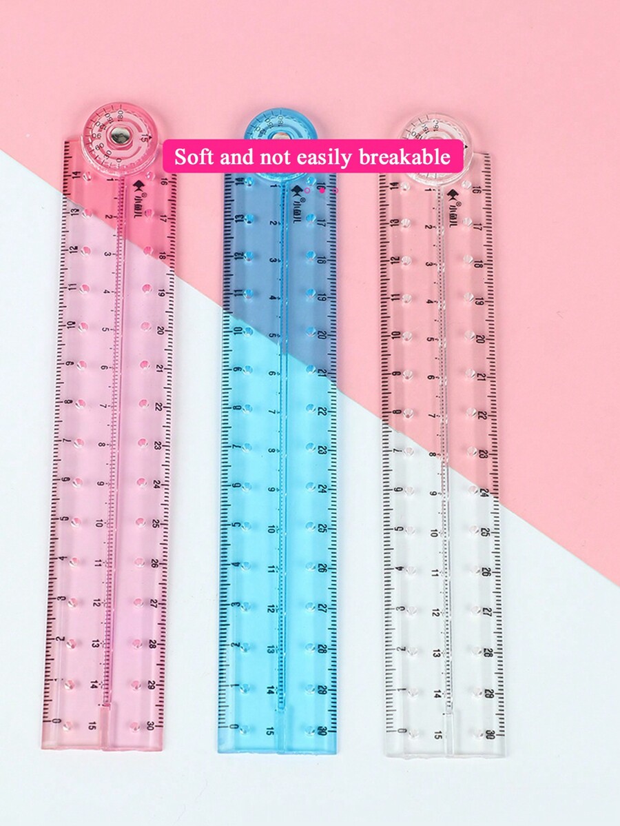 1pc 12 Inch/30cm Colorful Transparent Foldable Straight Ruler, Bendable ...