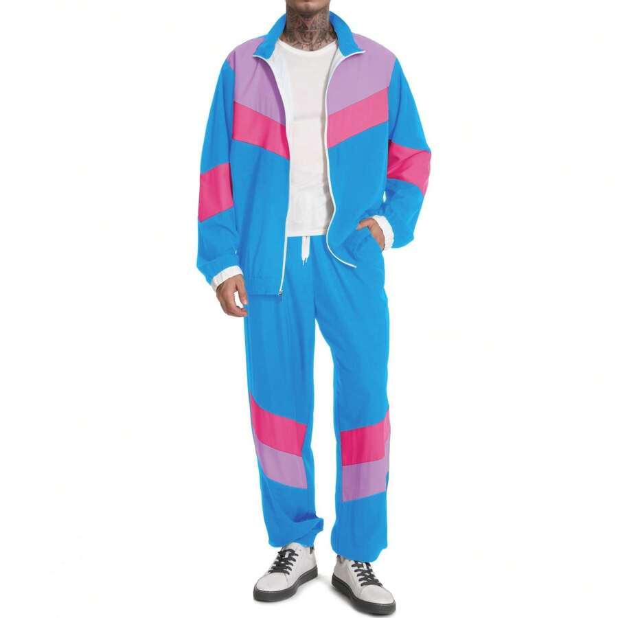 UOUA Plus Size 80s Outfit For Men 90s Tracksuit Costume For 70s ...