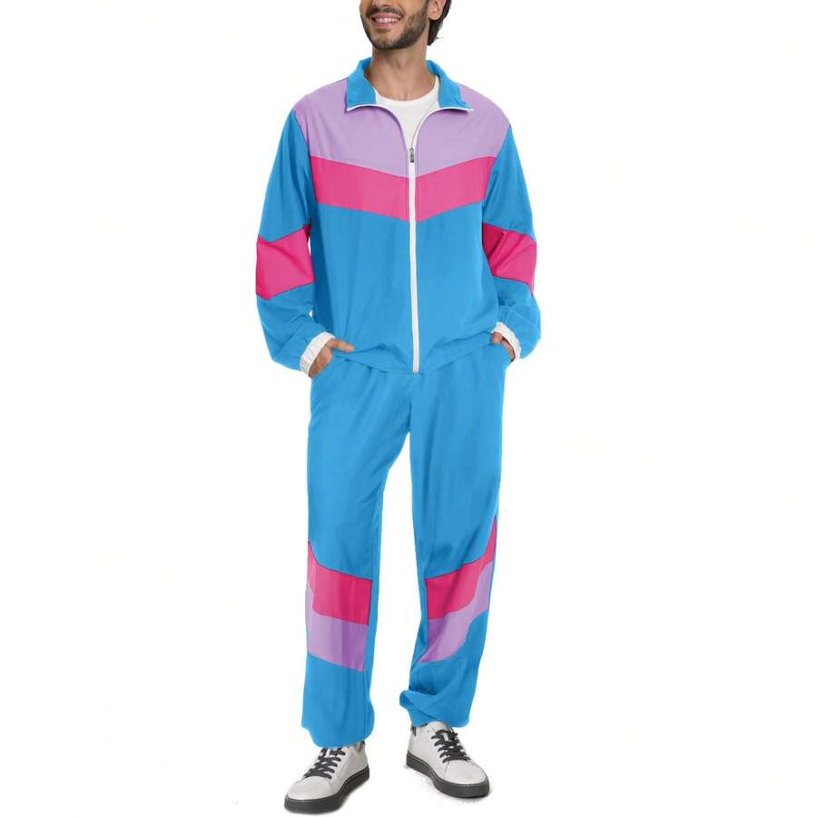 UOUA Plus Size 80s Outfit For Men 90s Tracksuit Costume For 70s ...