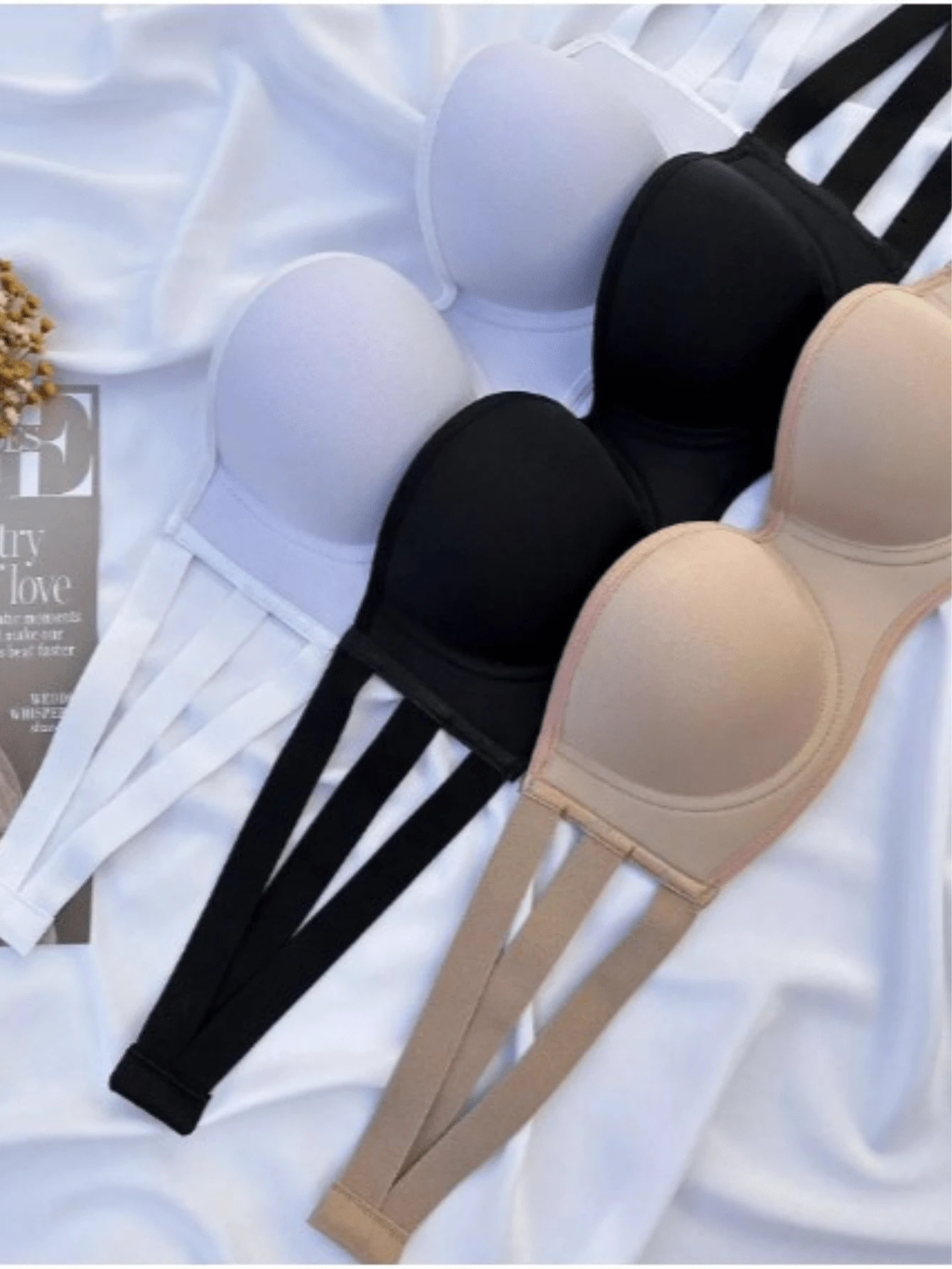 Kit Até 02 Sutiãs Tomara que Caia Reforçado Premium 3 Tiras Com bojo ...