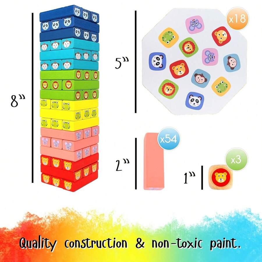 Stacking Tower Game - Dice & Stacking Cards Animal Edition - Mini ...