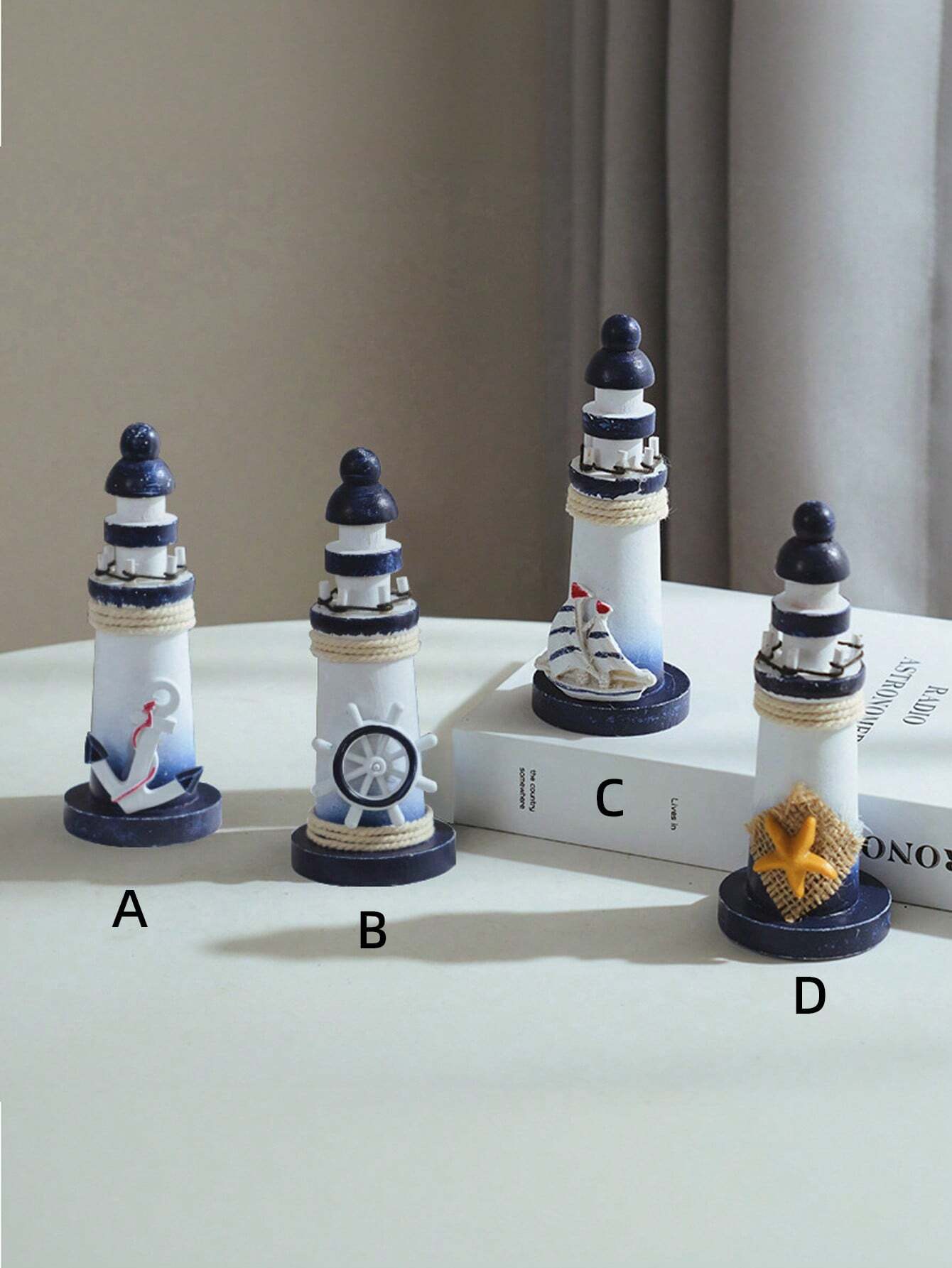 Ocean Wooden Mini Lighthouse, Mediterranean Style Jewelry, Crafts ...