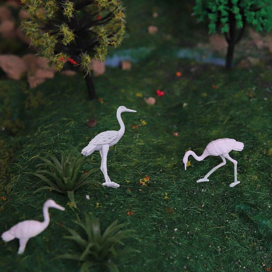 5pcs MiniatureRed-Crowned Crane Models Mini Swan Birds Figure Plastic ...