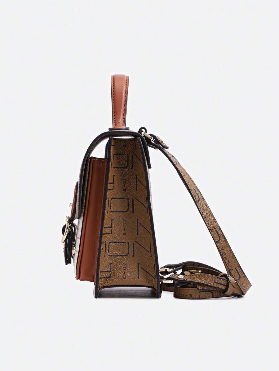 FION Monogram Small Leather Mini Backpack Leather Shoulder Bag Anti ...